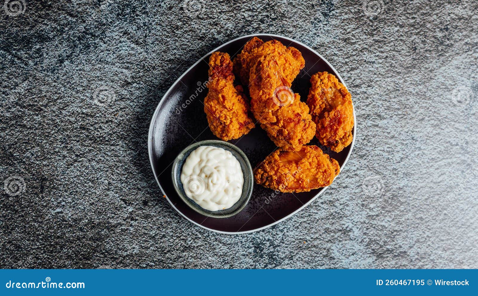 Top View of Crispy Chicken Wings with Mayo Stock Image - Image of tasty ...