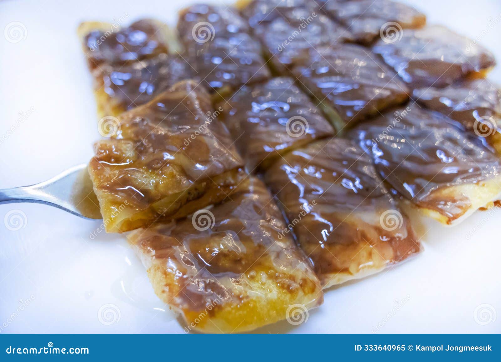 Top View of Crispy Roti with Chocolate Drizzle, Focus Selective Stock ...