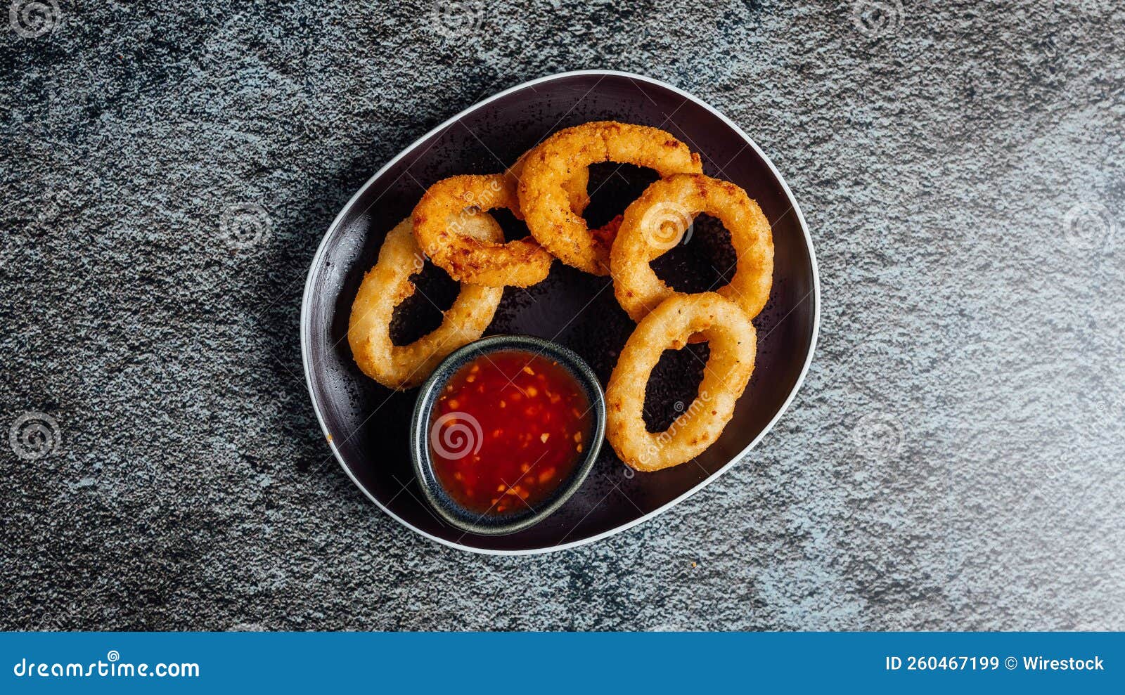 Top View of Crispy Squid Rings with Ketchup Stock Image - Image of plate, ketchup: 260467199