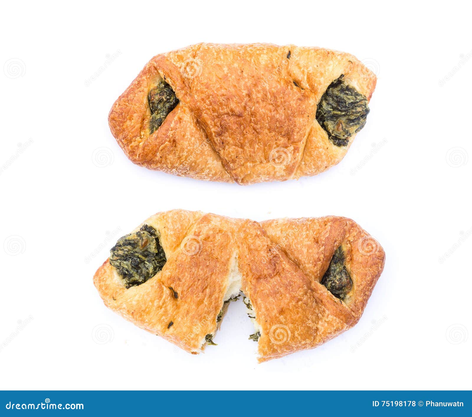 Top View Croissant Isolated on White Background Stock Photo - Image of ...