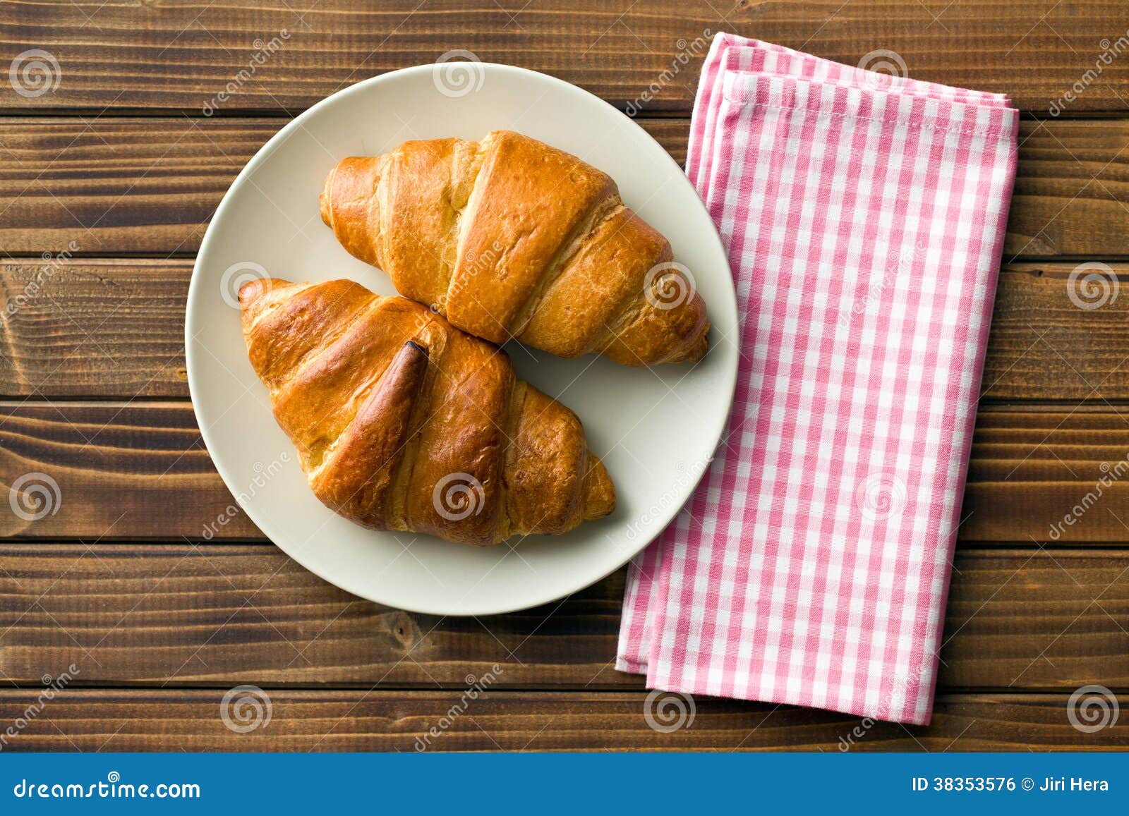 Top View of Croissants on Plate Stock Photo - Image of morning, napkin ...