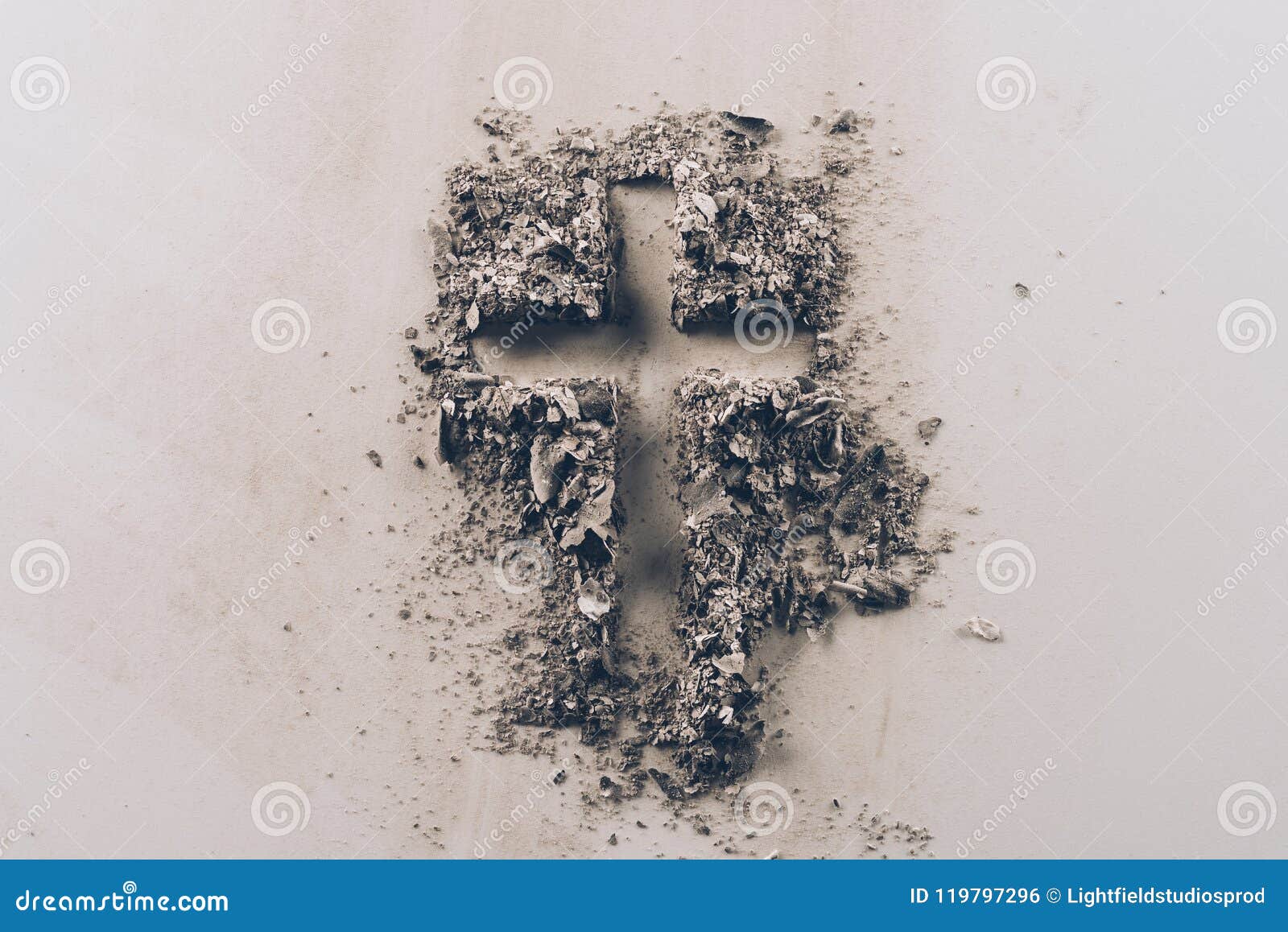 Top View of Cross Shape from Ash on White Stock Photo - Image of ...