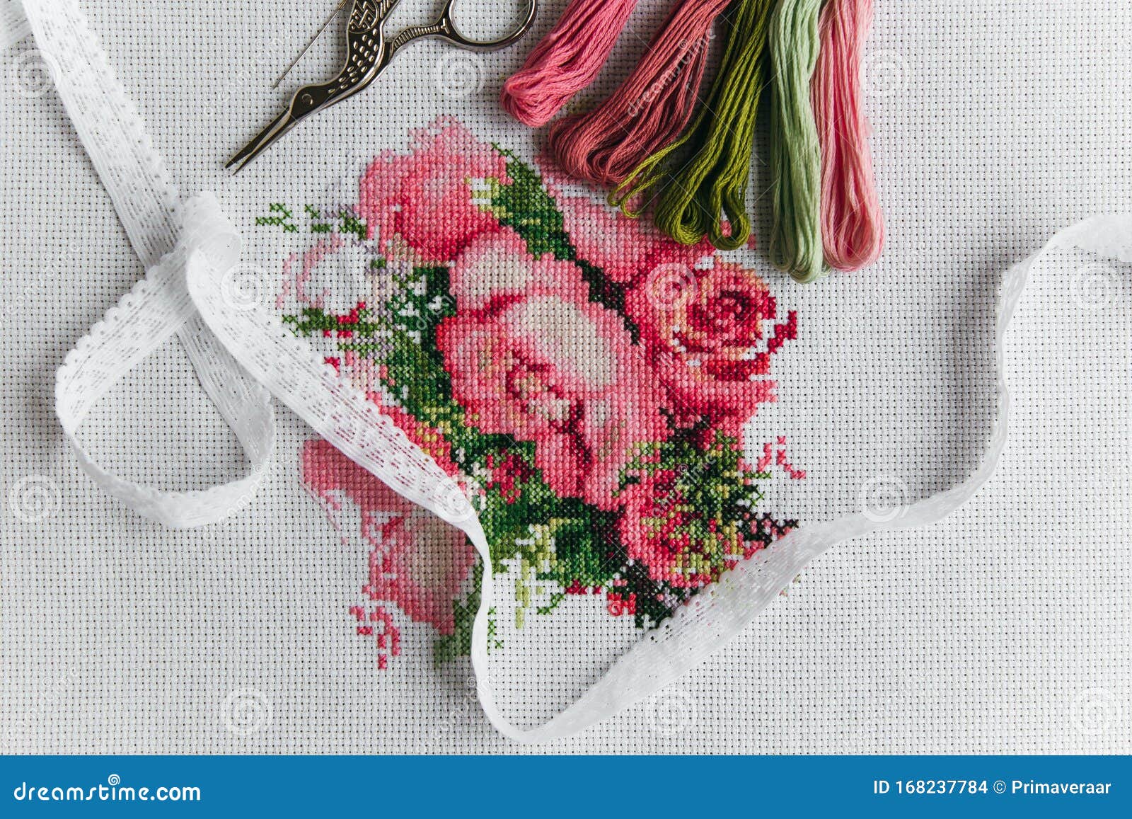 Top View of the Cross Stitch Process Stock Photo - Image of floss ... Top View of the Cross Stitch Process Stock Photo - Image of floss ...