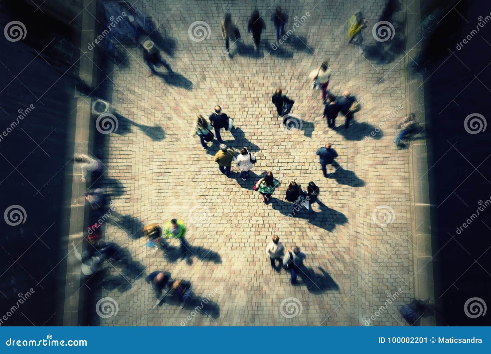 Top View Crowd on Bridge with Unrecognizable Faces Stock Image - Image ...