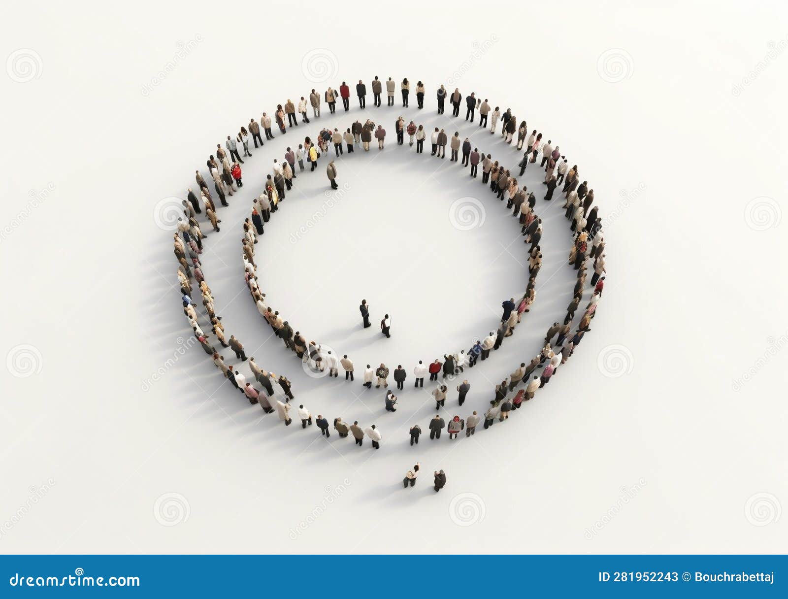 Top-View Crowd Gathering on White Background - 3D Render Stock ...