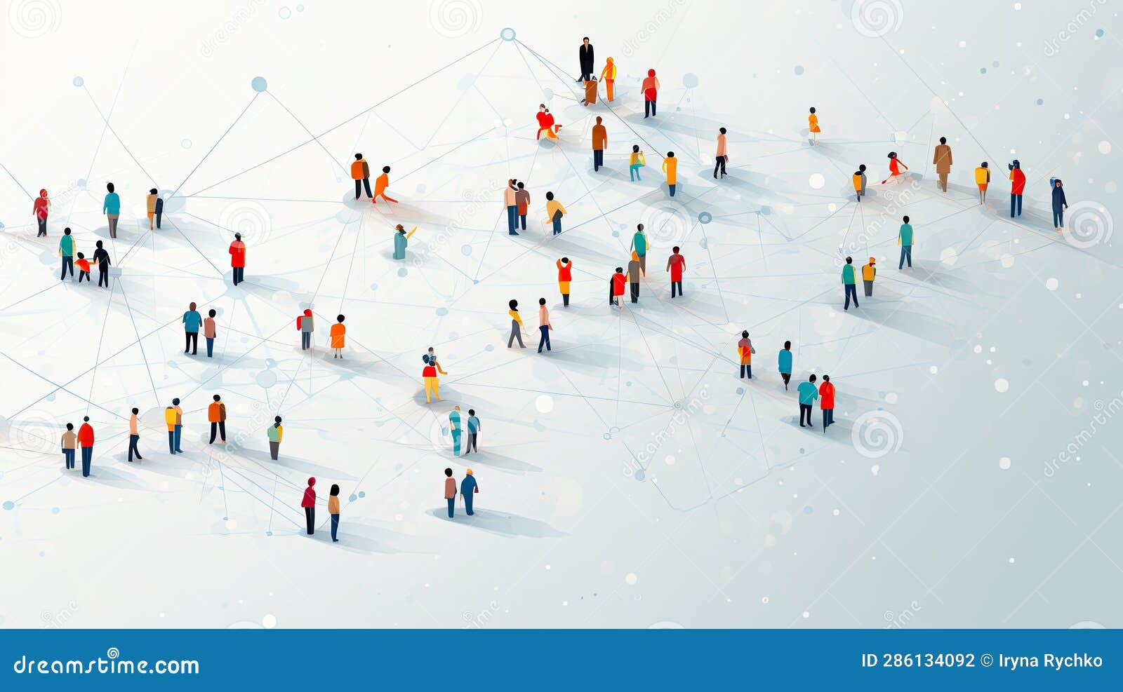 Top View of Crowd People Connected by Lines, AI Generated Stock ...