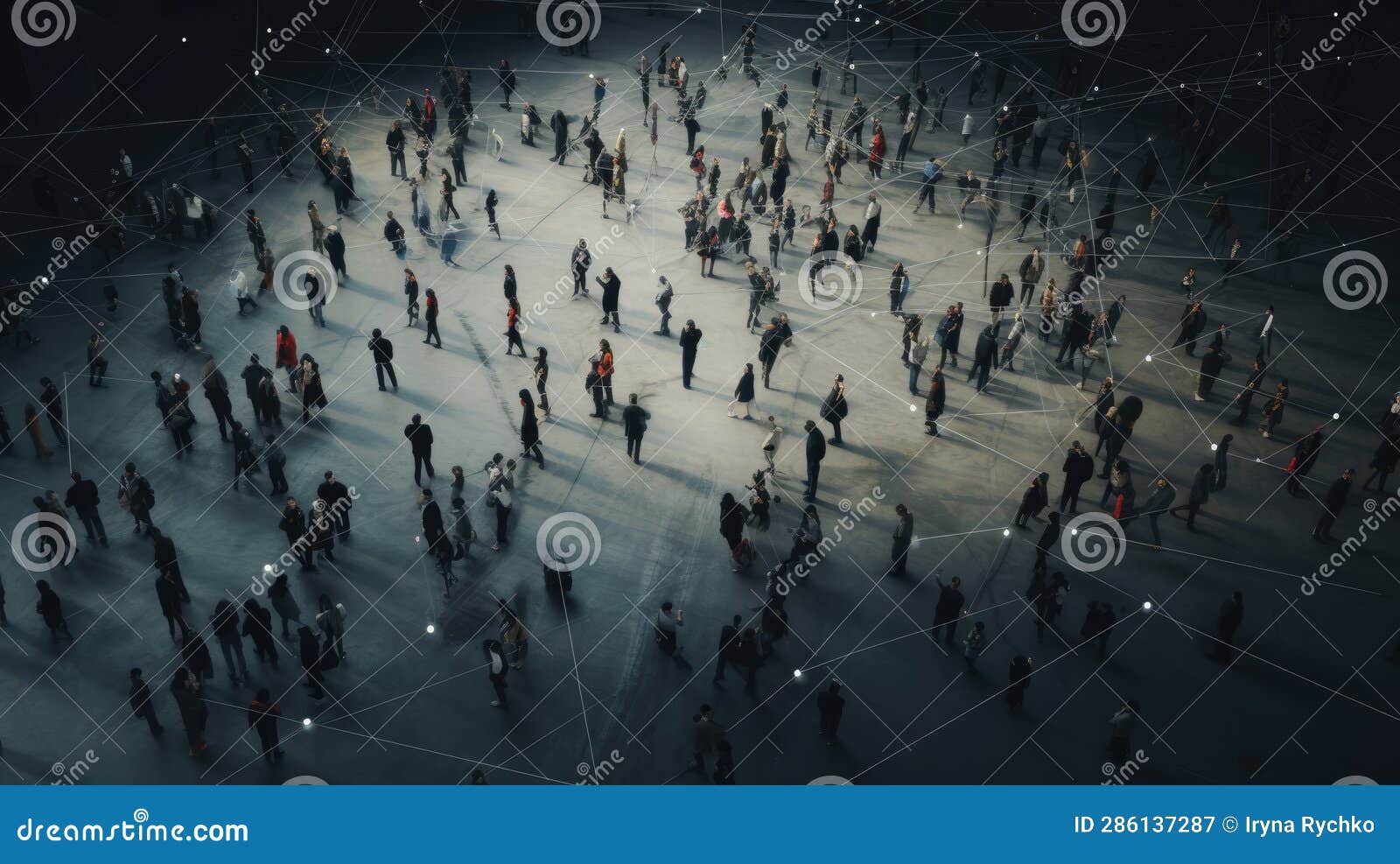 Top View of Crowd People Connected by Lines, AI Generated Stock Image ...