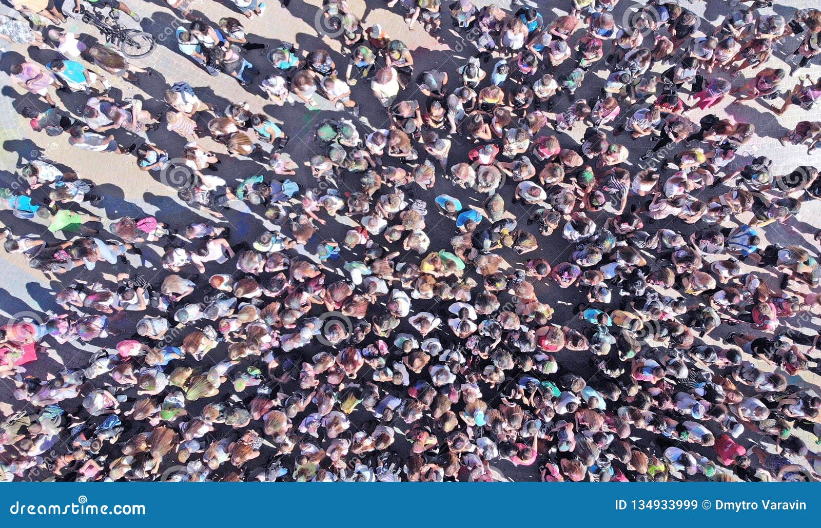 Top View Crowd On Bridge With Unrecognizable Faces Royalty-Free Stock ...