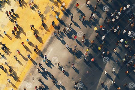 Top View Crowd of People Walking on the Road Stock Photo - Image of ...
