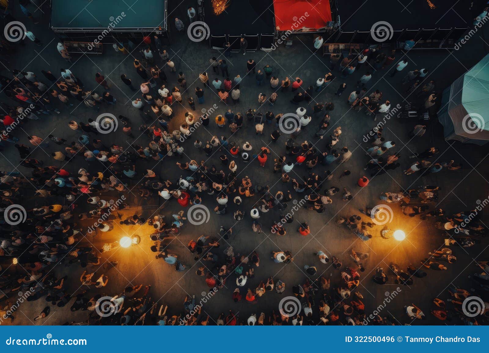 Top View of Crowd of People Watching Concert, Crowd in Open Air Concert ...