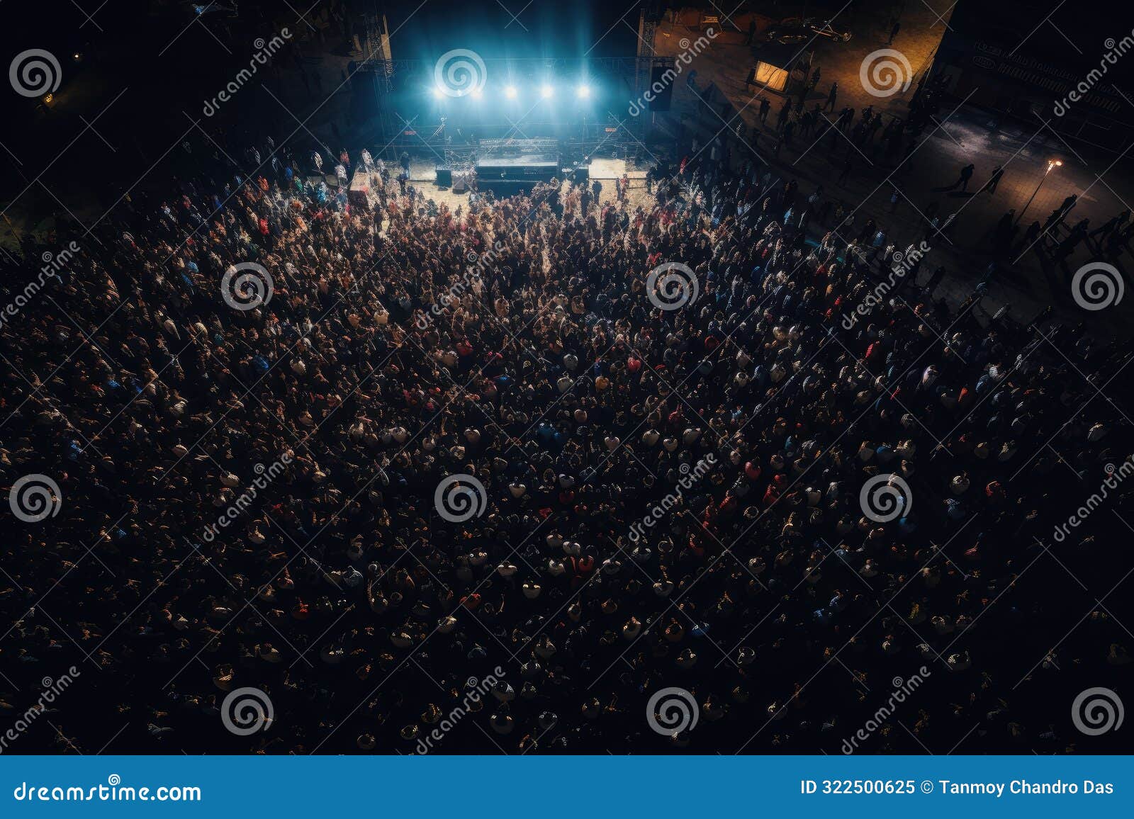 Top View of Crowd of People Watching Concert, Crowd in Open Air Concert ...