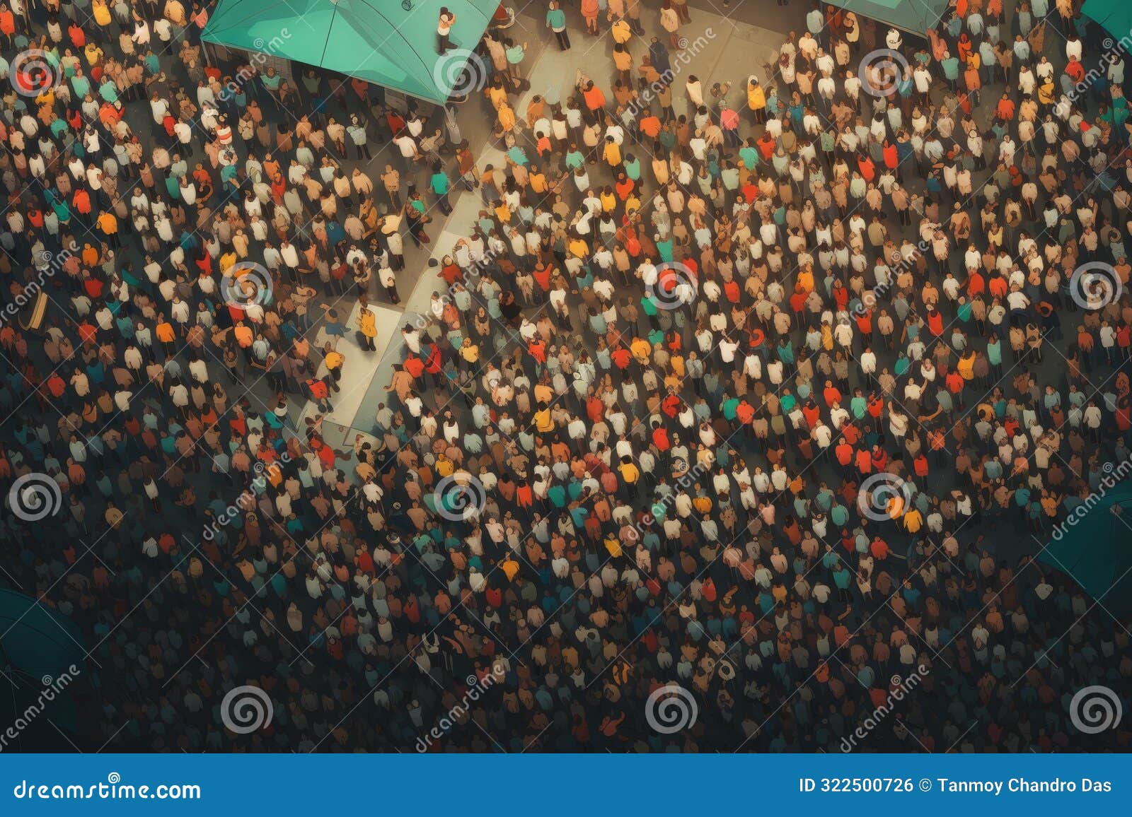 Top View of Crowd of People Watching Concert, Crowd in Open Air Concert ...