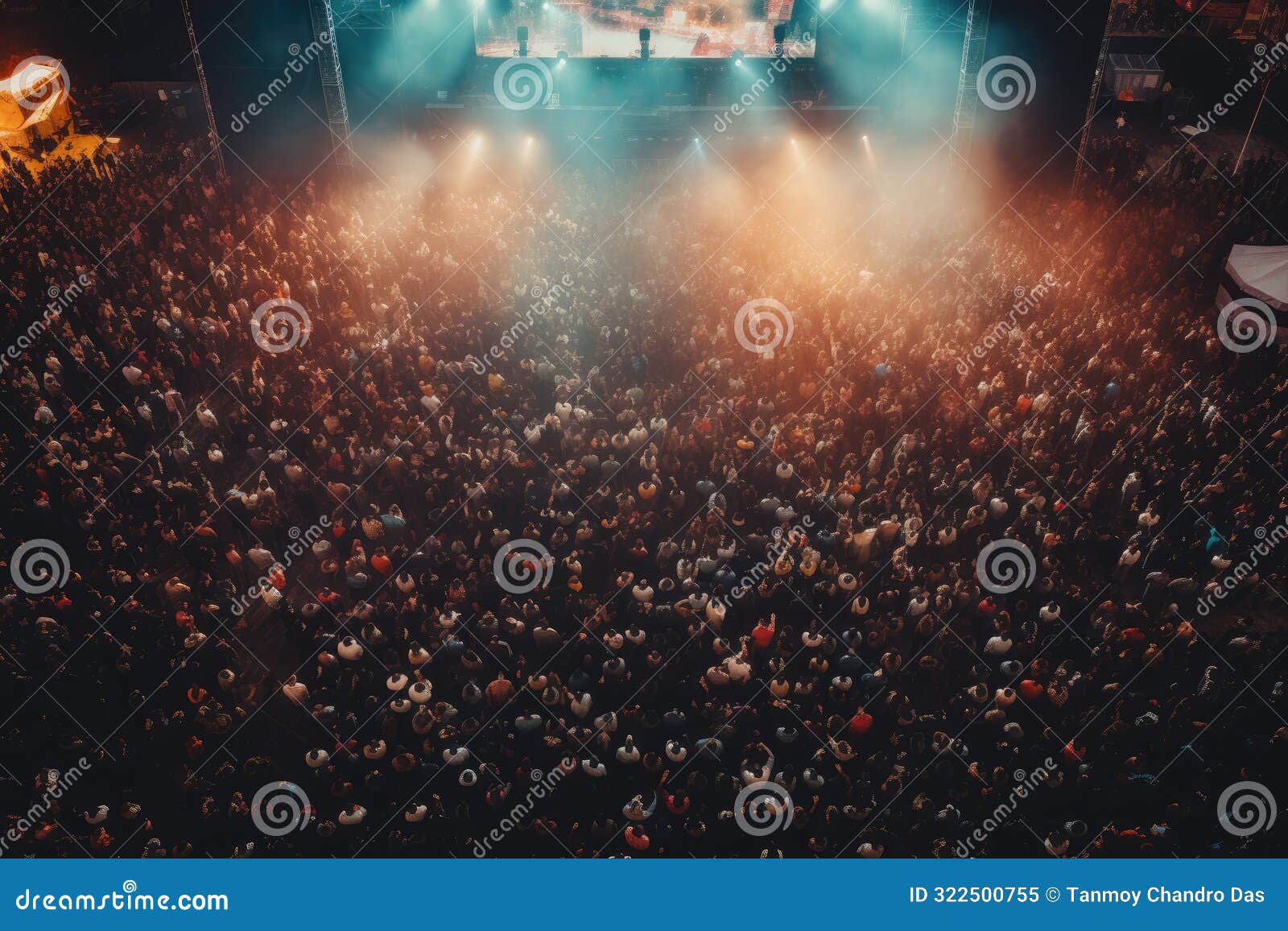 Top View of Crowd of People Watching Concert, Crowd in Open Air Concert ...