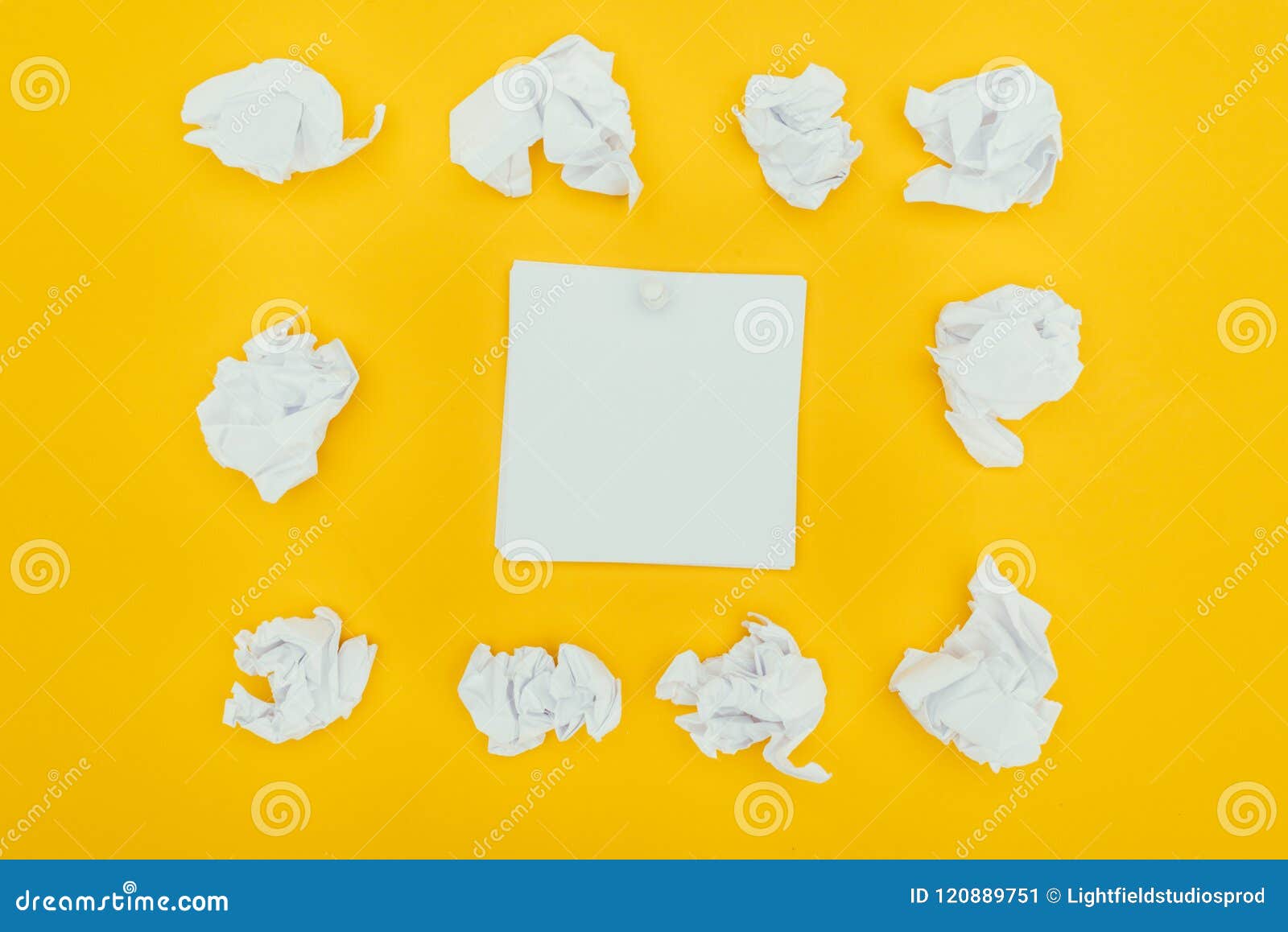 Top View of Crumpled Papers and Blank Notes Stock Image - Image of ...