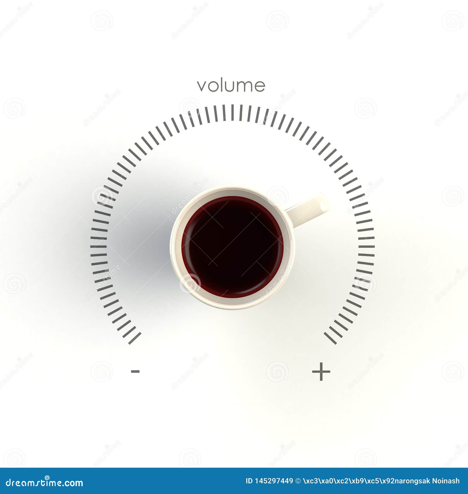Top View of a Cup of Coffee in the Form of Volume Control Isolated on ...