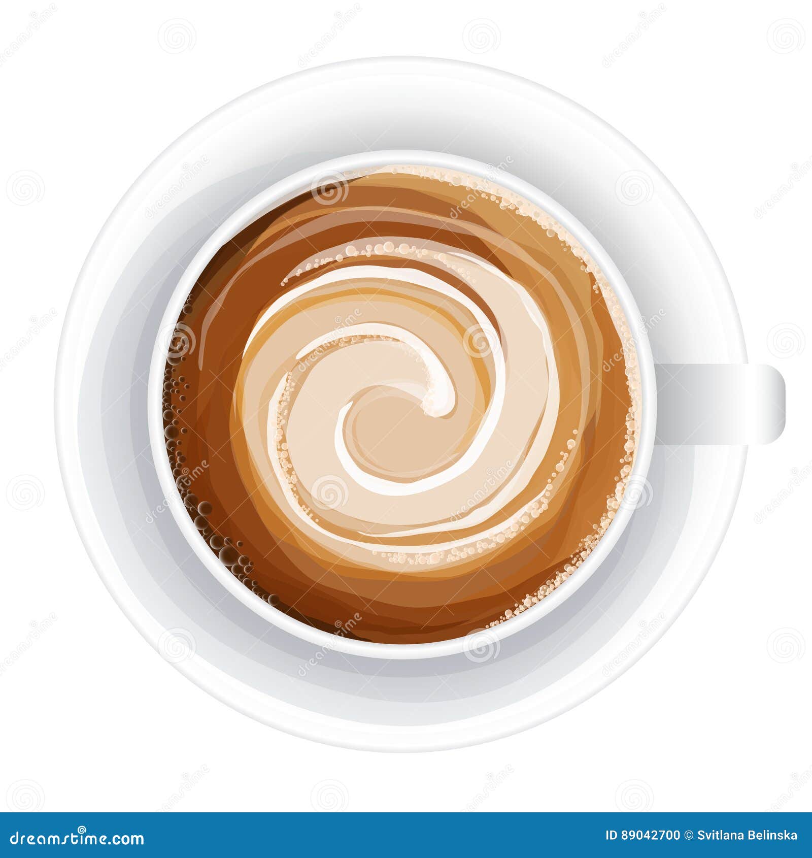 Top View of a Cup of Coffee, Isolate on White Stock Vector ...