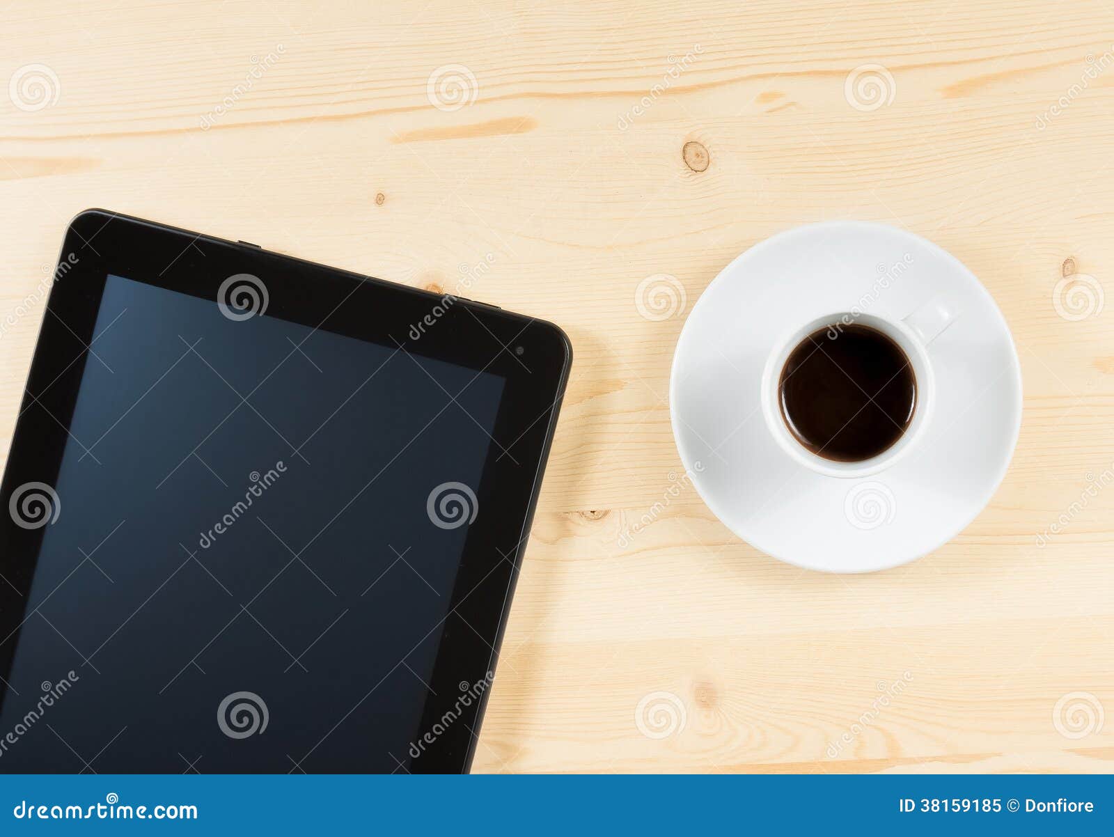Top of View of Cup of Coffee and Tablet, Concept of New Technology ...