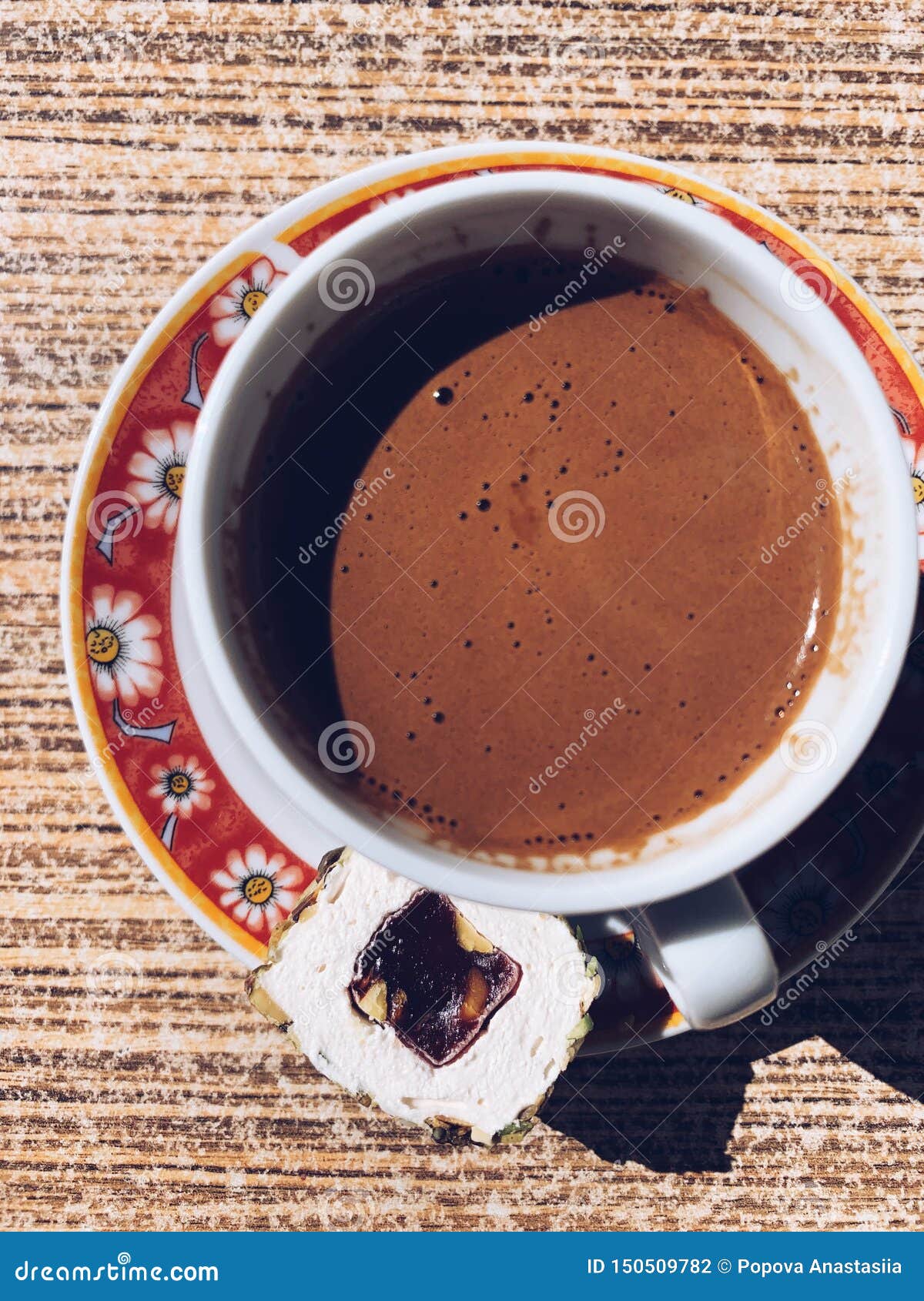 Top View Cup of Turkish Coffee with Turkish Delight Stock Photo - Image ...