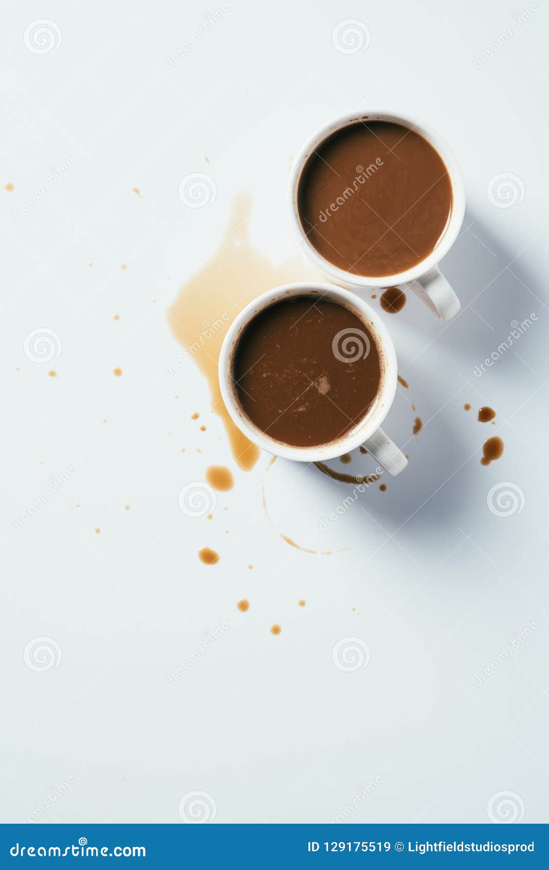 Top View of Cups of Coffee Standing Messy Stock Image - Image of table ...