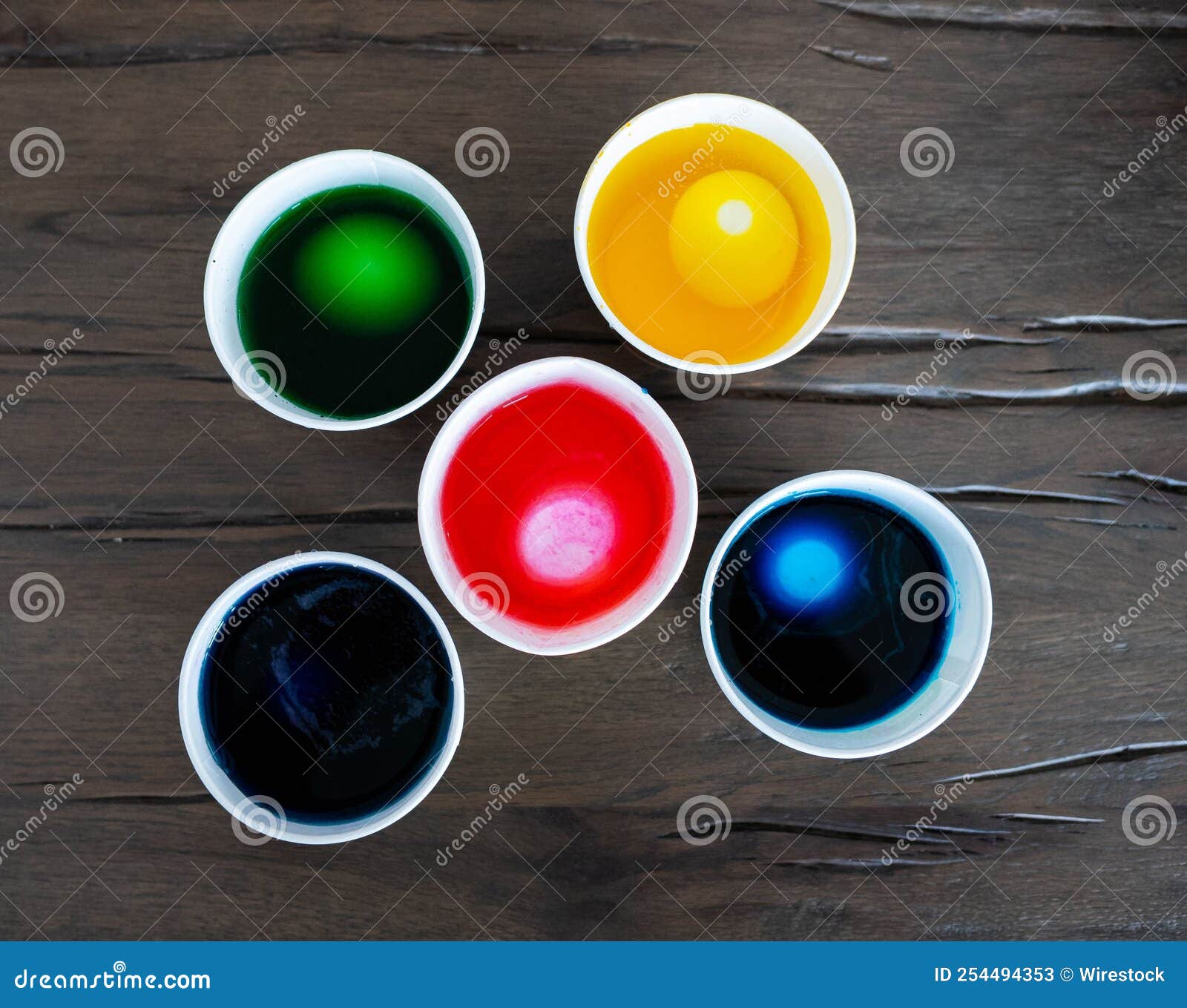 Top View of Cups with Liquid in Different Colors Stock Image - Image of ...