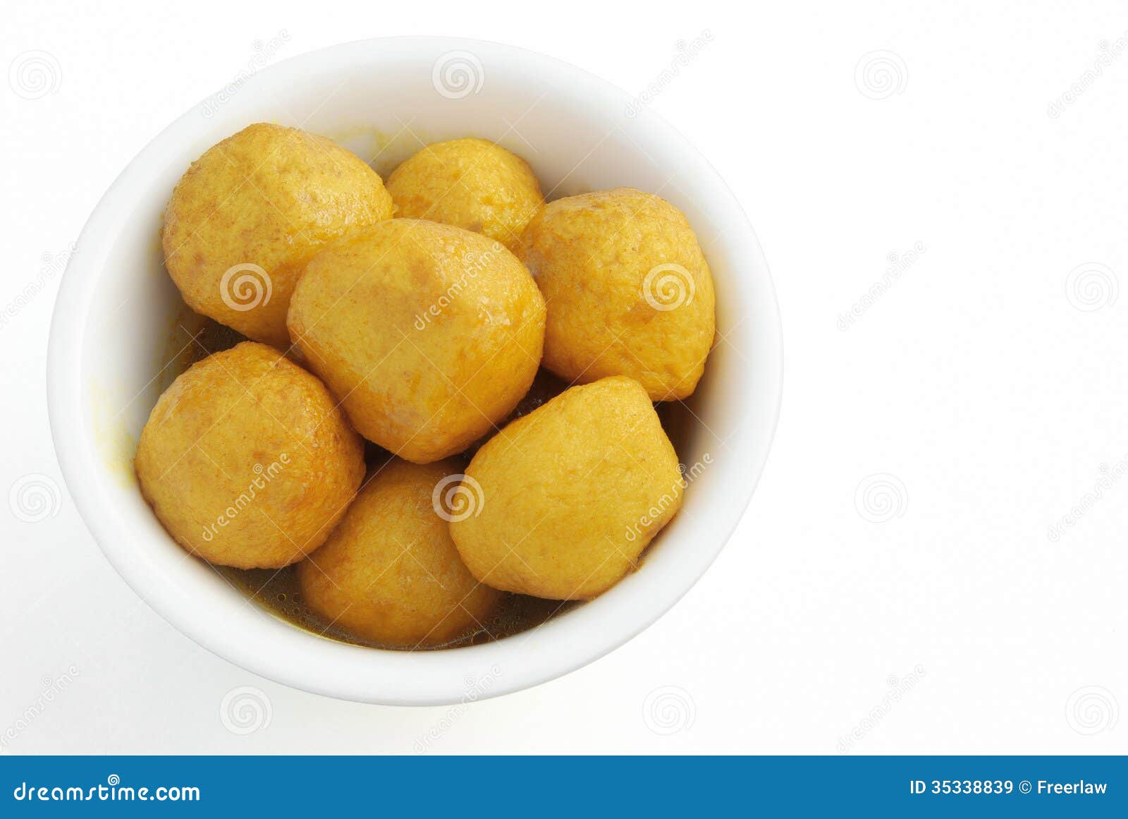 Top View Curry Flavor Fish Balls in Bowl Stock Image - Image of ...