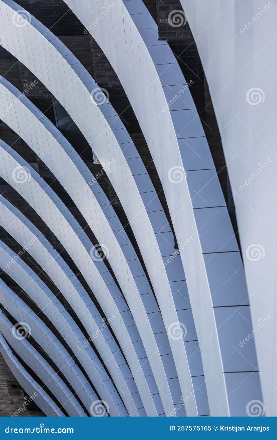 Top View Of Curvilinear Balconies. Building Exterior Of Modern ...