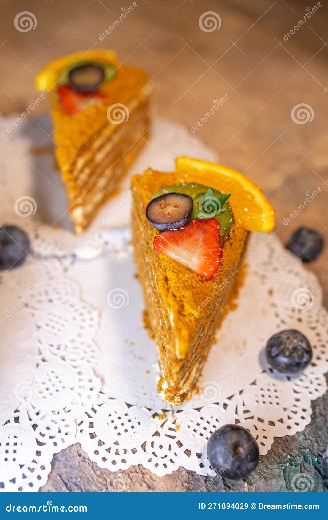 Top View of a Cut Piece of Honey Puff Pastry with Berries Stock Image ...
