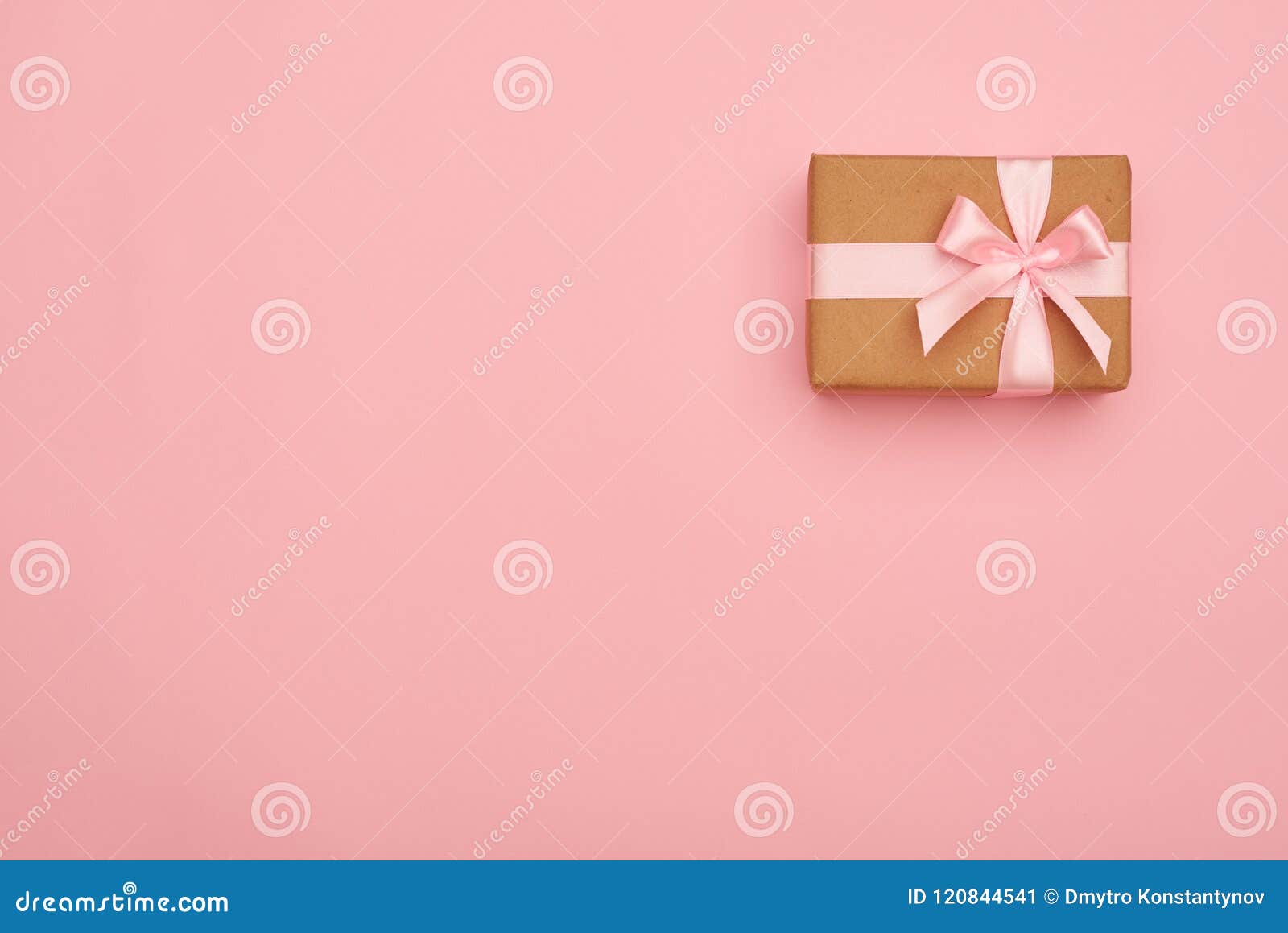Cute Present Box with Pink Bow Placed at the Right Corner Stock Image ...