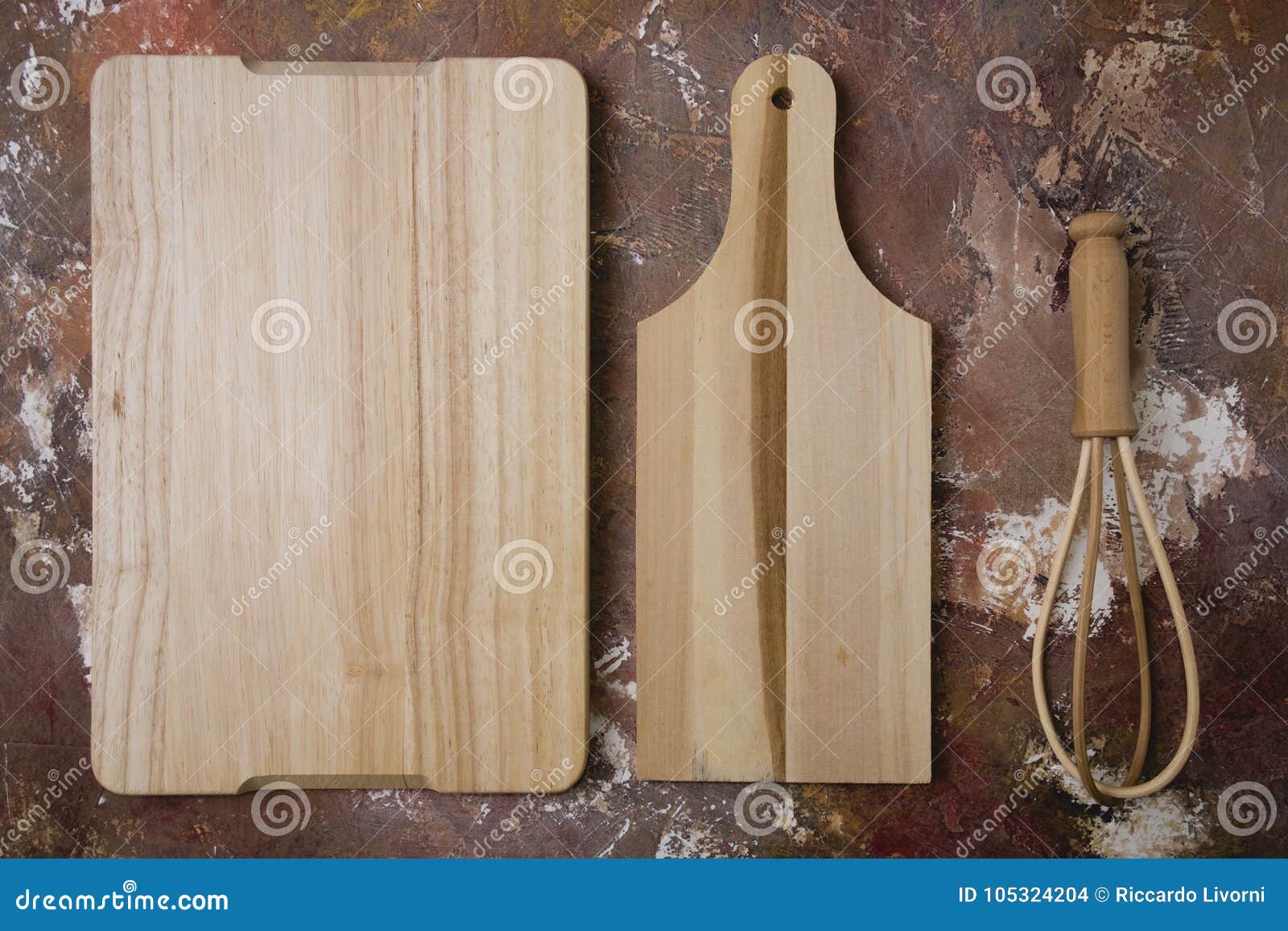 Top View of Cutting Boards and Kitchen Tools Stock Photo - Image of ...