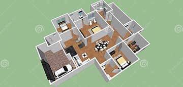 Top View of a 3D Designed Floor Plan in High Quality. Illustration of a ...