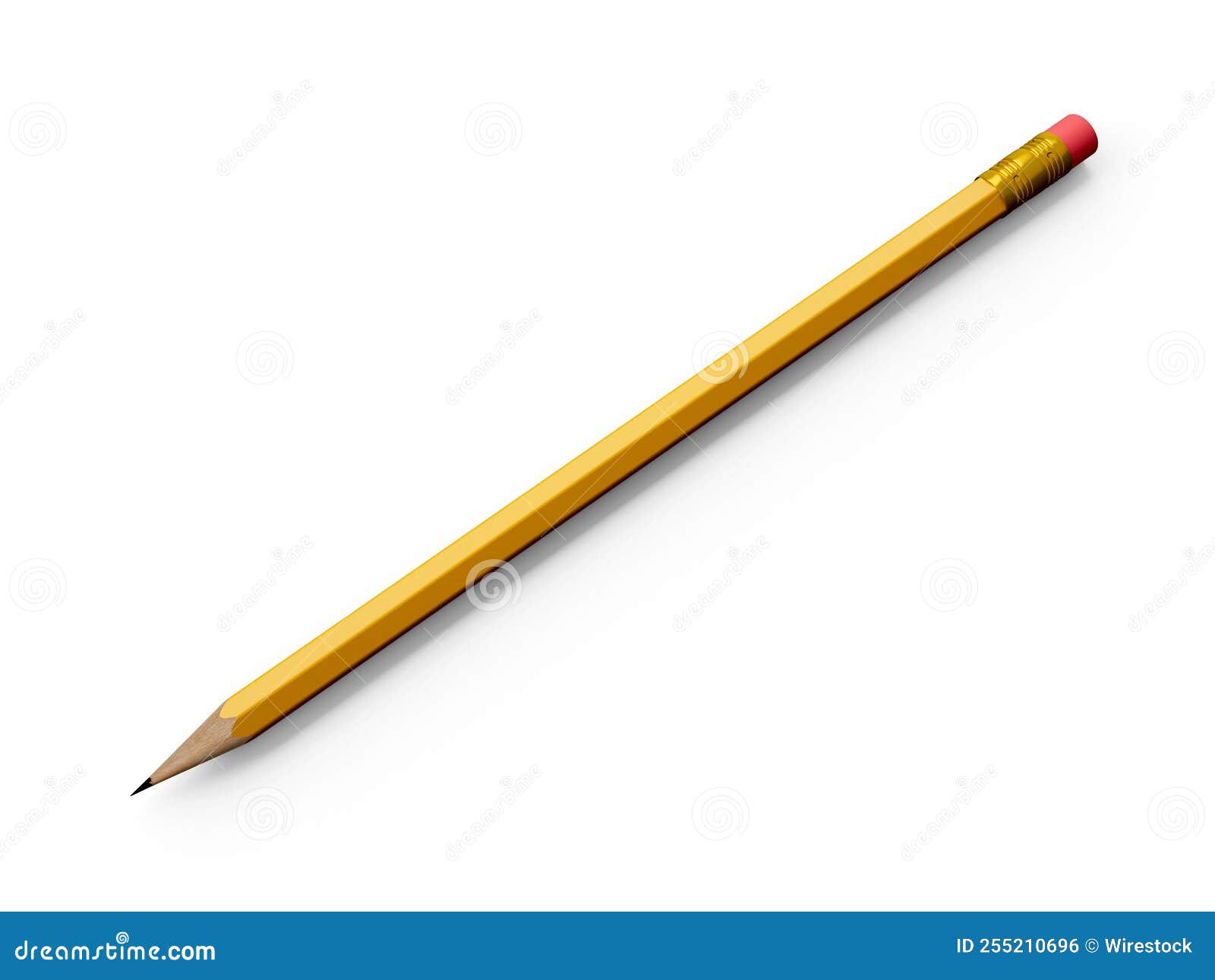 Top View of a 3D Rendered Yellow Pencil Isolated on White Background ...