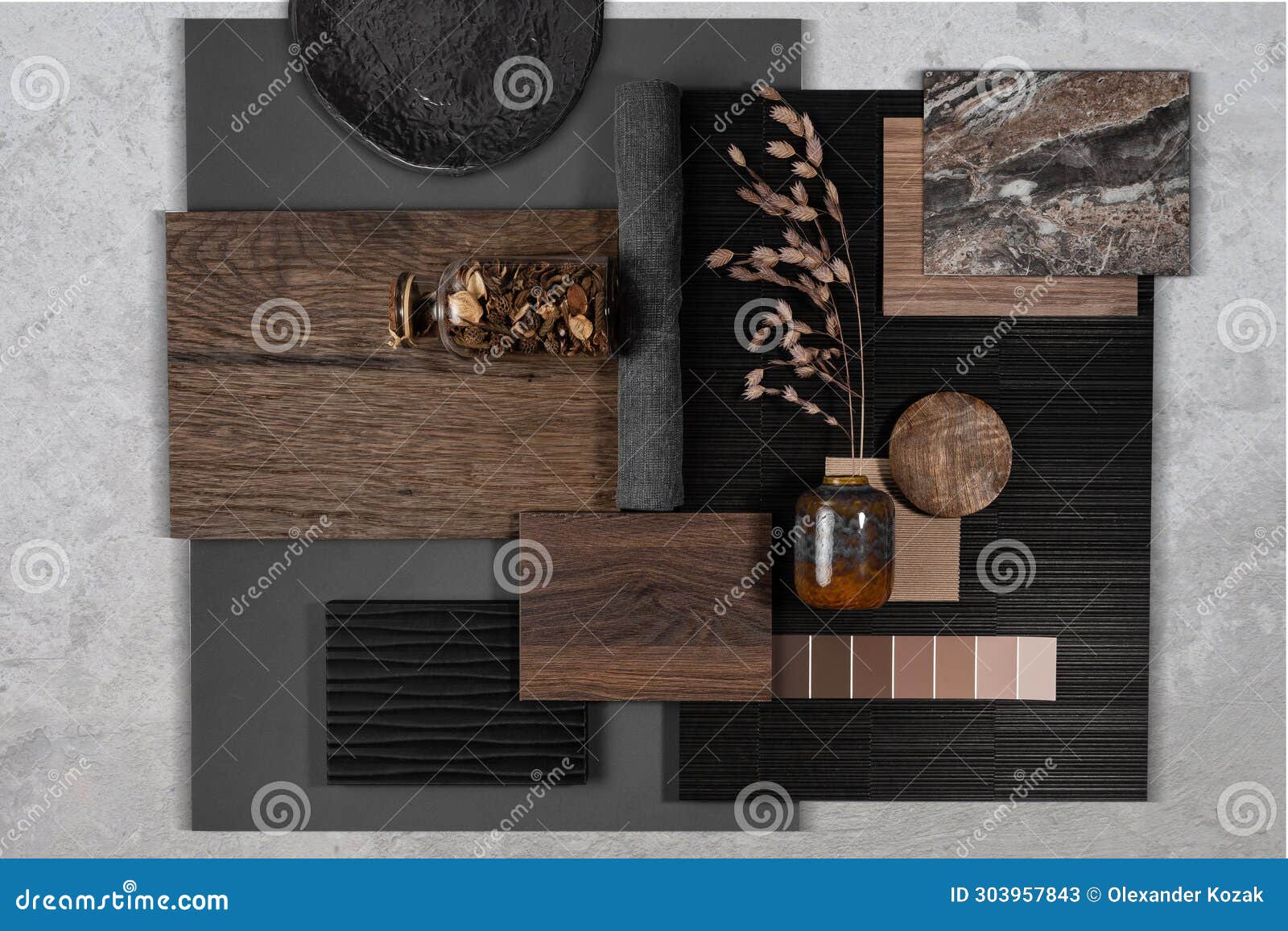 Top View Dark Grey Composition of Different Types of Materials for ...