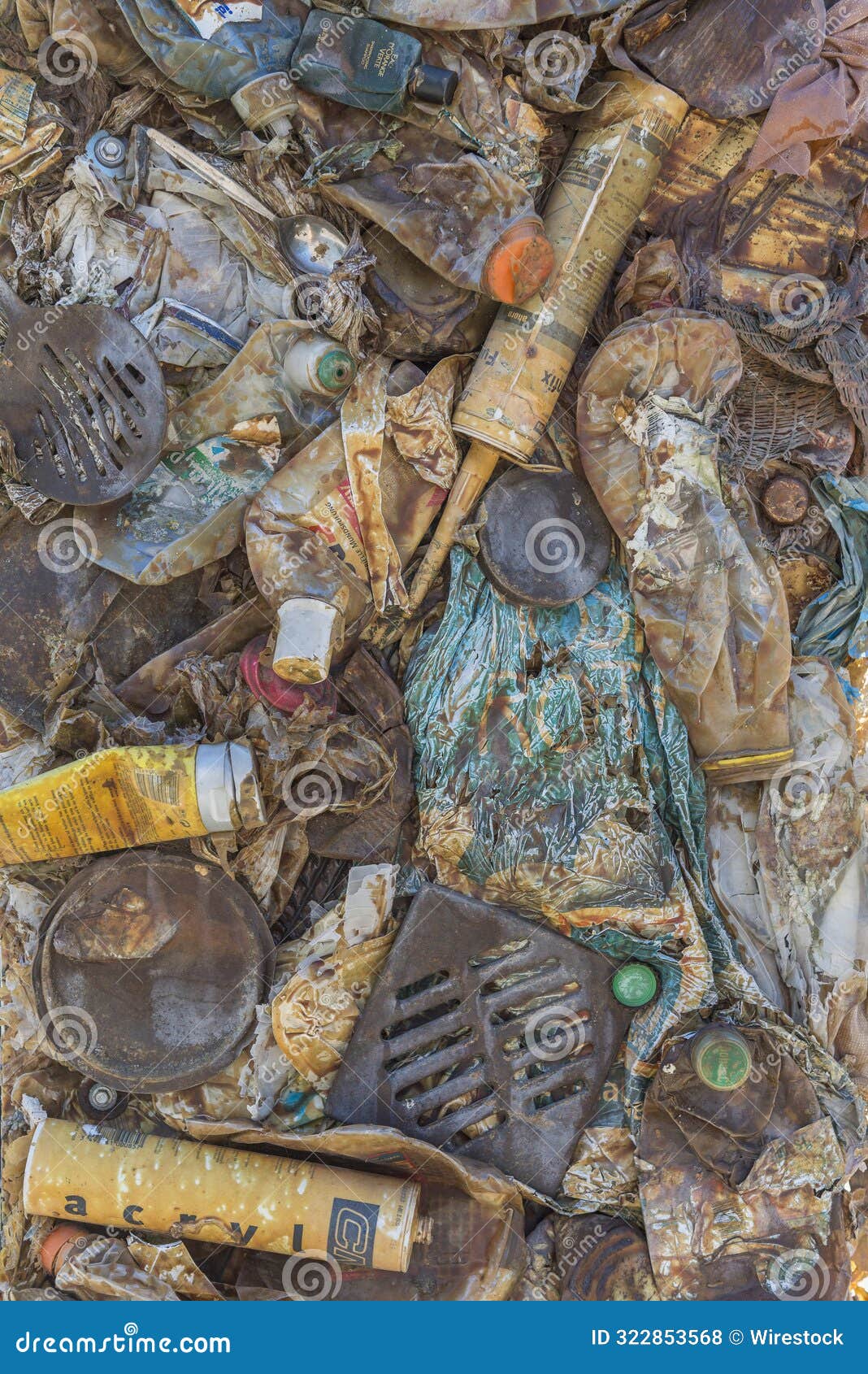 Top View of Debris and Bottles Covered in Garbage. Stock Photo - Image ...