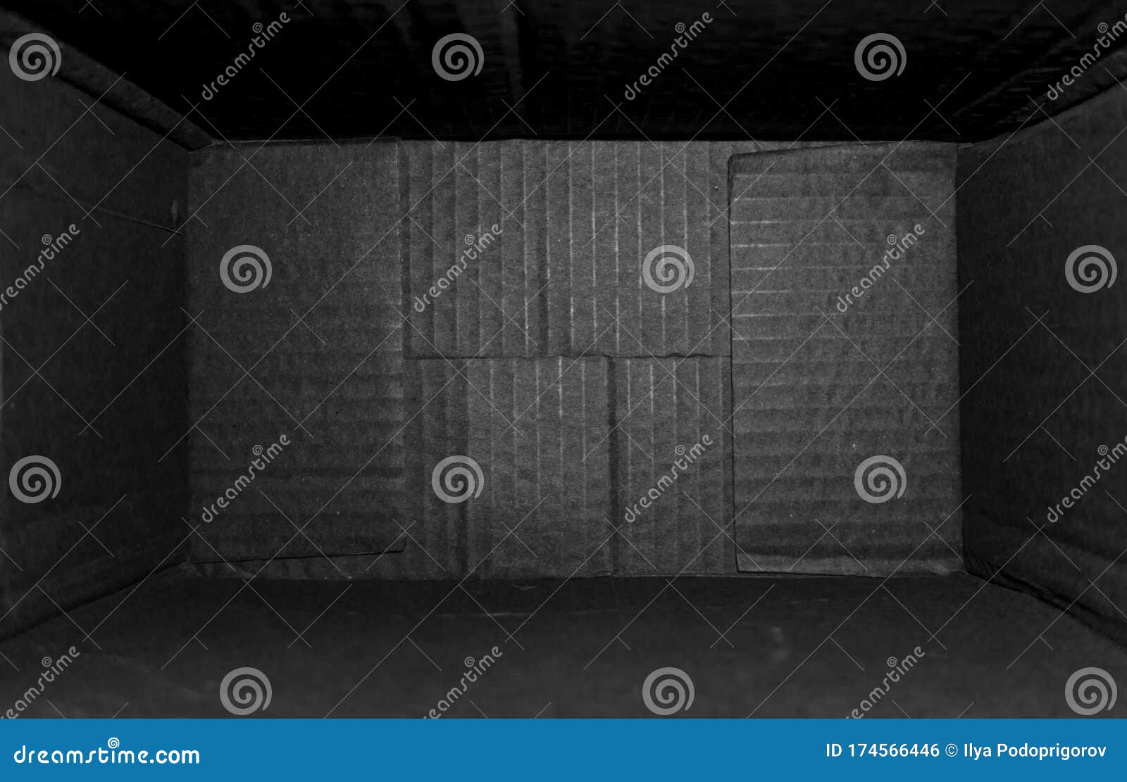 Top View of Deep Empty Cardboard Box, Opened Black Paper Carton Box ...