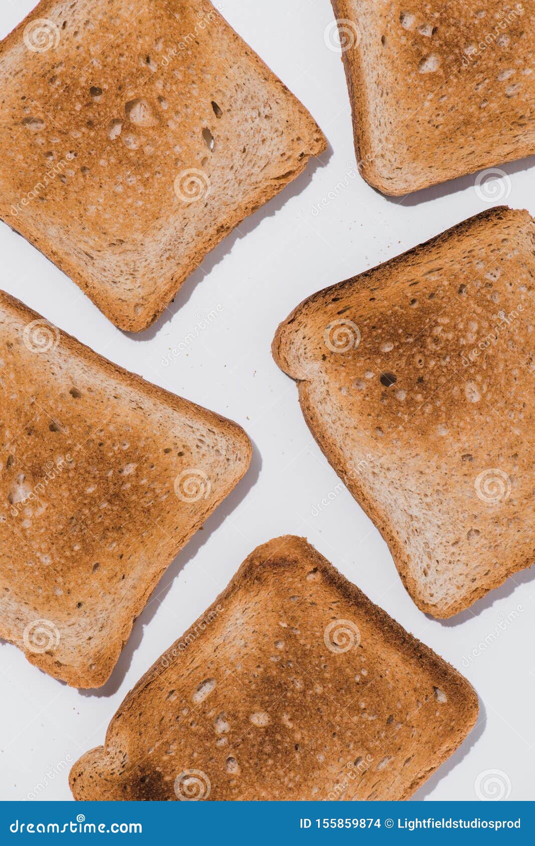 Top View of Delicious Crunchy Toasts Spilled Stock Photo - Image of ...