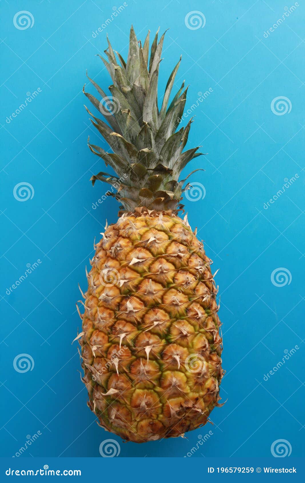 Top View of Delicious Pineapple on a Blue Background Stock Image ...