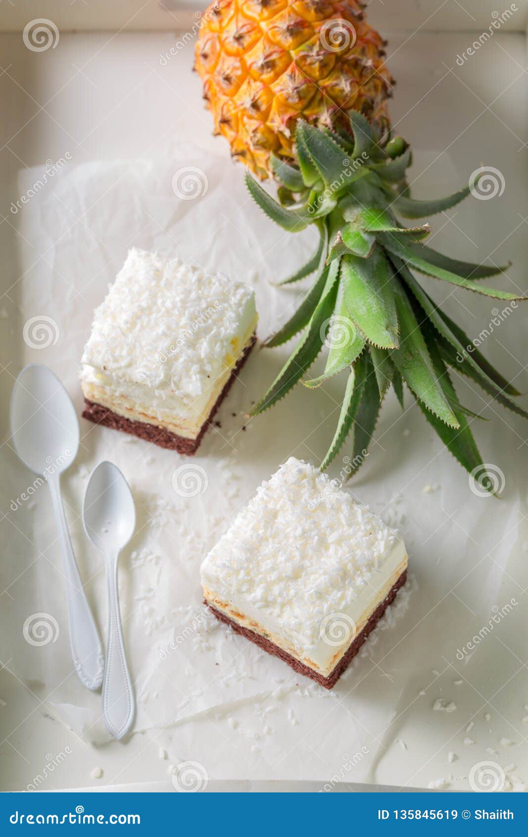 Top View of Delicious White Cake with Pineapple Stock Image - Image of ...