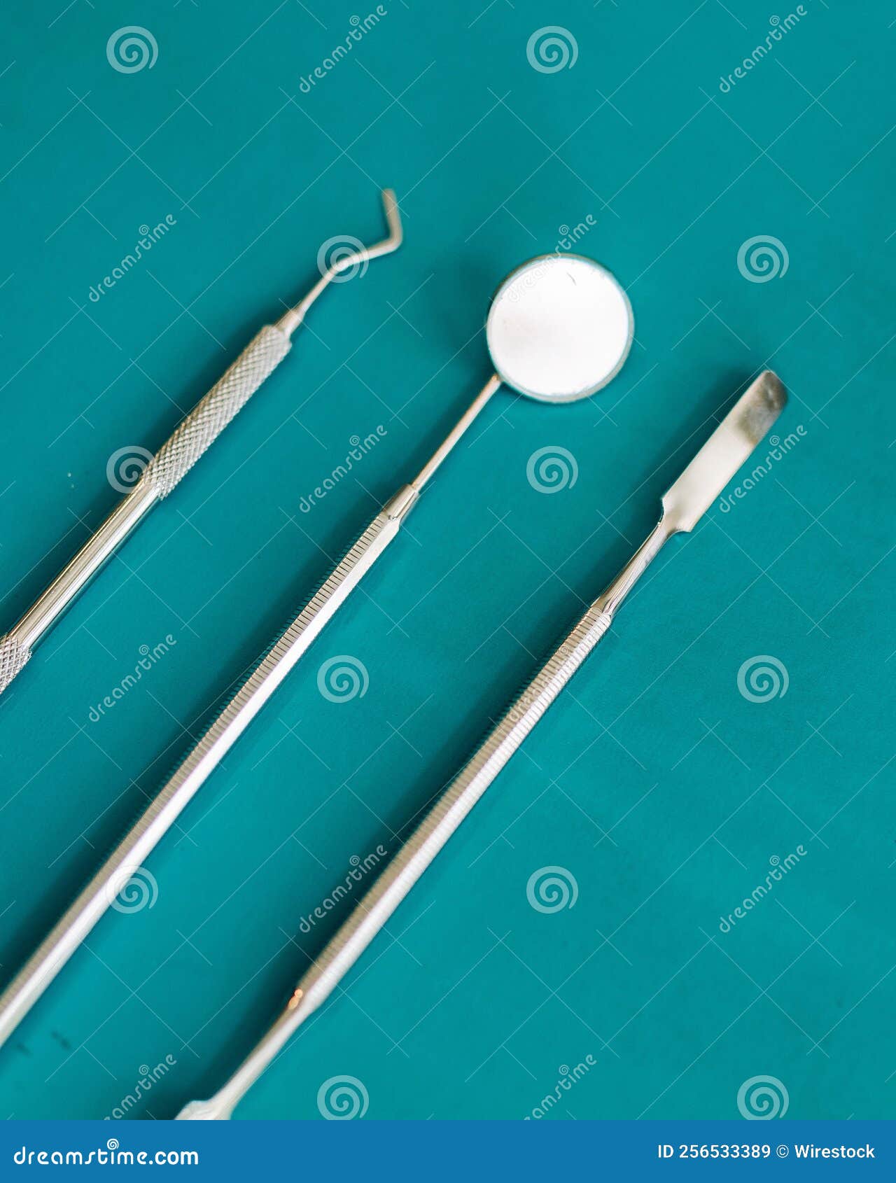 Top View of Dental Tools on a Turquoise Surface Stock Image - Image of ...