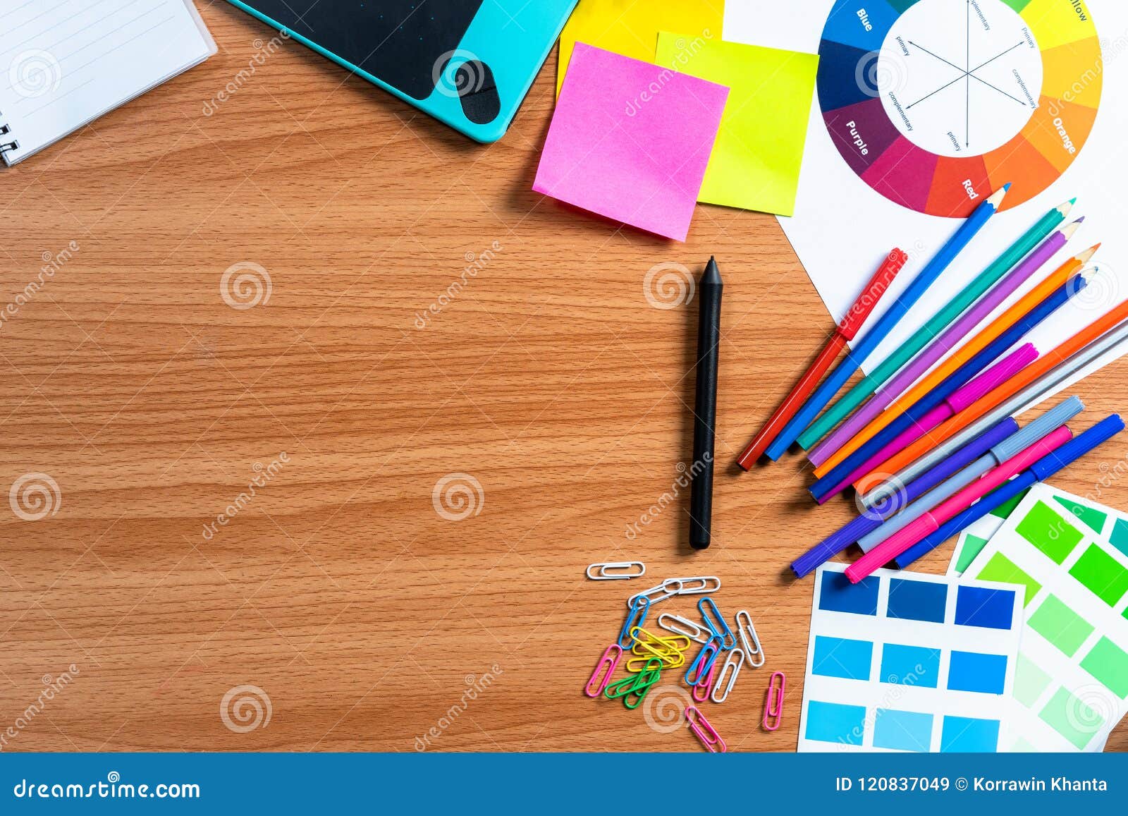 Top View of Designer Working Desk Stock Image - Image of computer ...