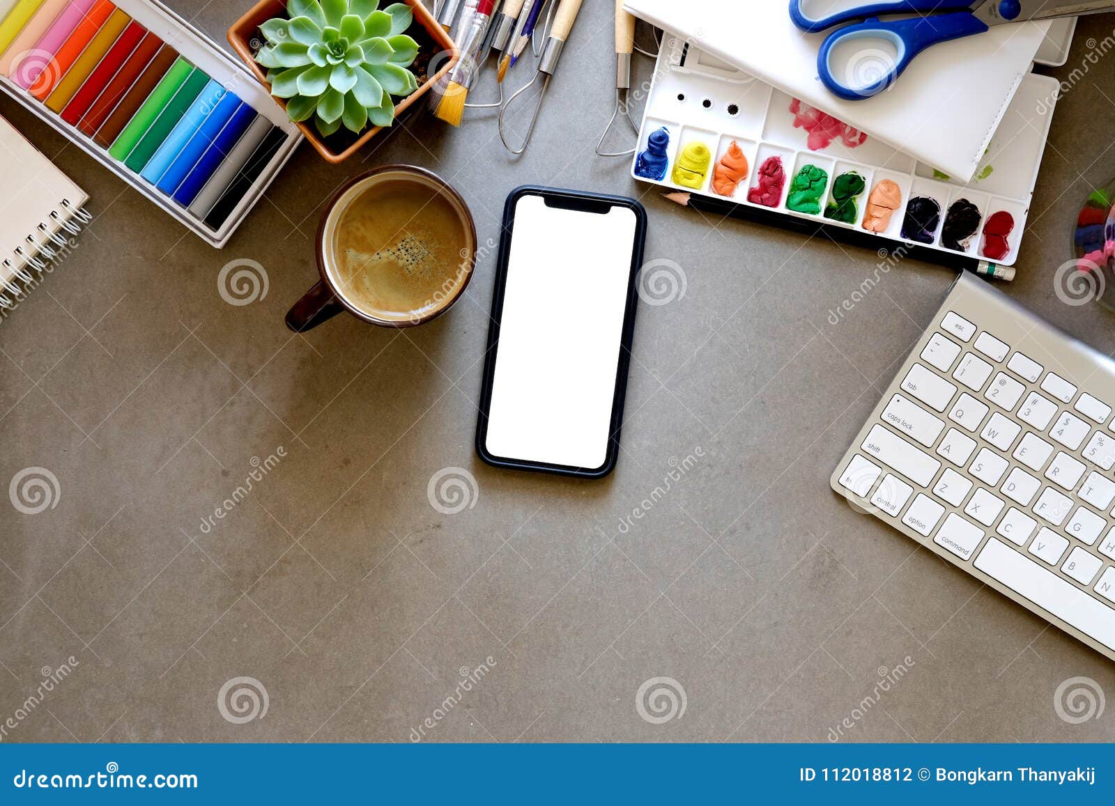 Top View Designer Workplace Stock Photo - Image of palette, blank ...