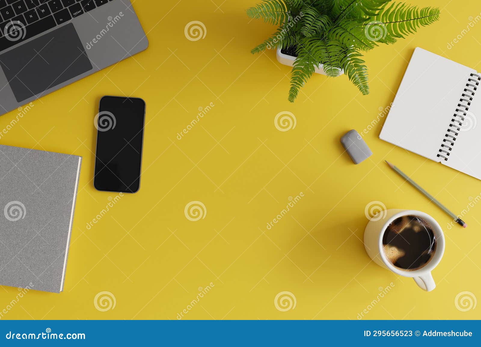 Top View Desk Background with Notebook and Smartphone Coffee Laptop on ...