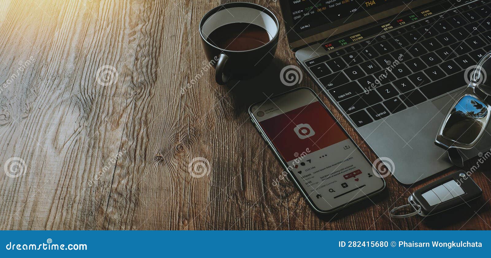 Top View Desk with Copy Space Stock Illustration - Illustration of ...