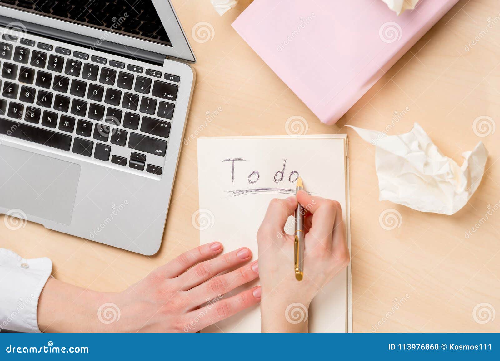 Top View of the Desktop, Notepad for Notes Stock Photo - Image of notes ...