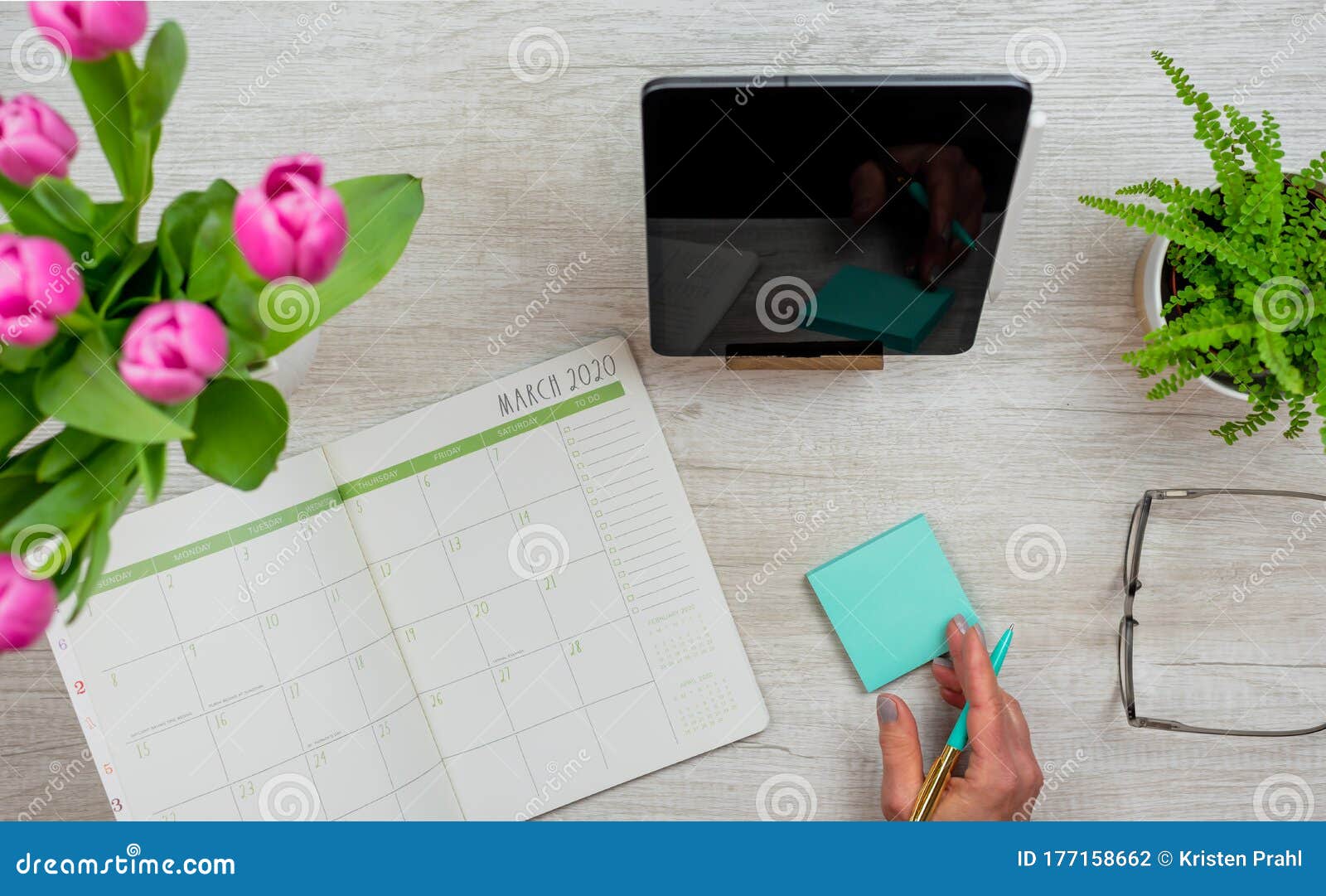 Top View of a Home Office Desktop Stock Photo - Image of place, light ...