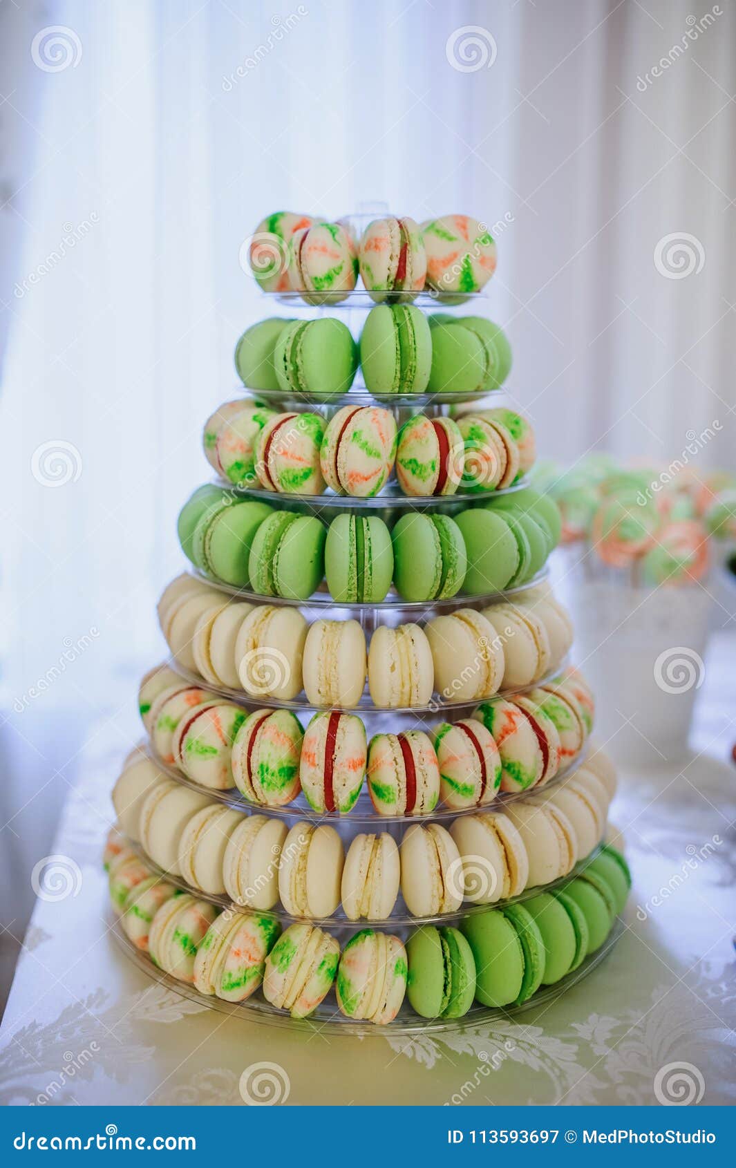 Top View of Dessert Table with a Large Macaroons Stock Image - Image of ...