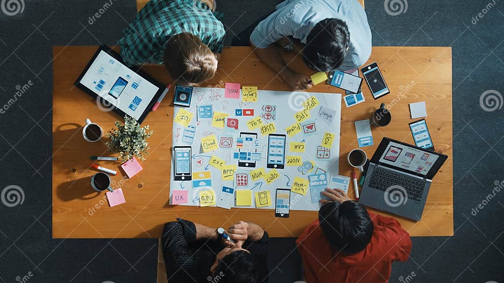 Top View of Developer Team Sharing Ux Design by Using Mind Map ...