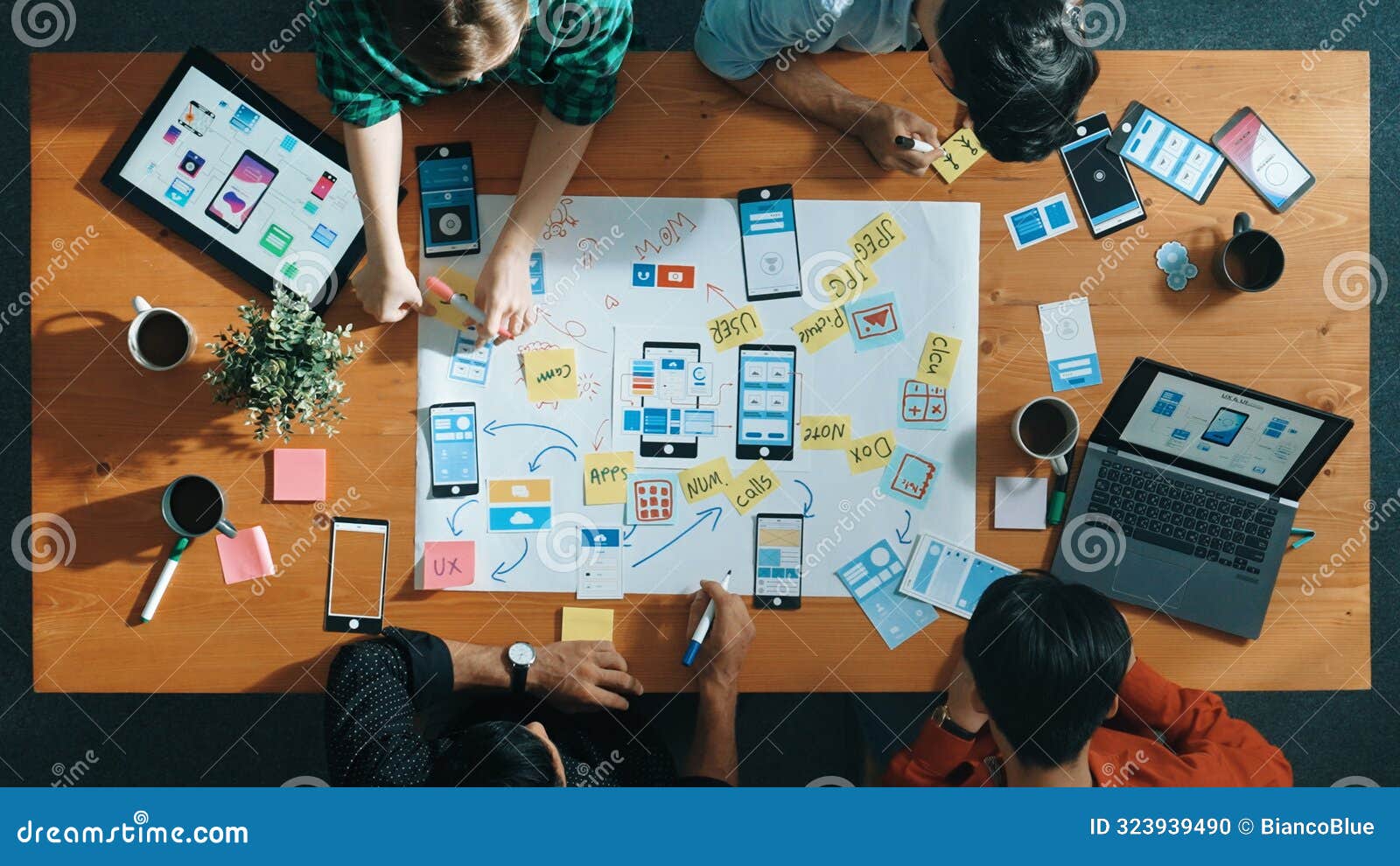 Top View of Developer Team Sharing Ux Design by Using Mind Map. Convocation. Stock Photo - Image ...