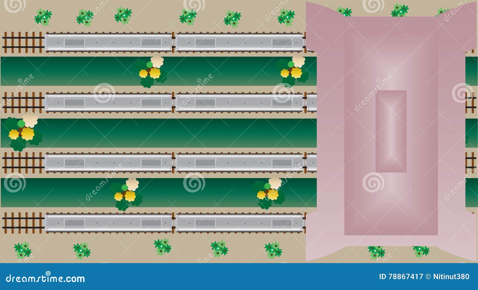 Top View of Diesel Railcar Train at Station Stock Vector - Illustration ...