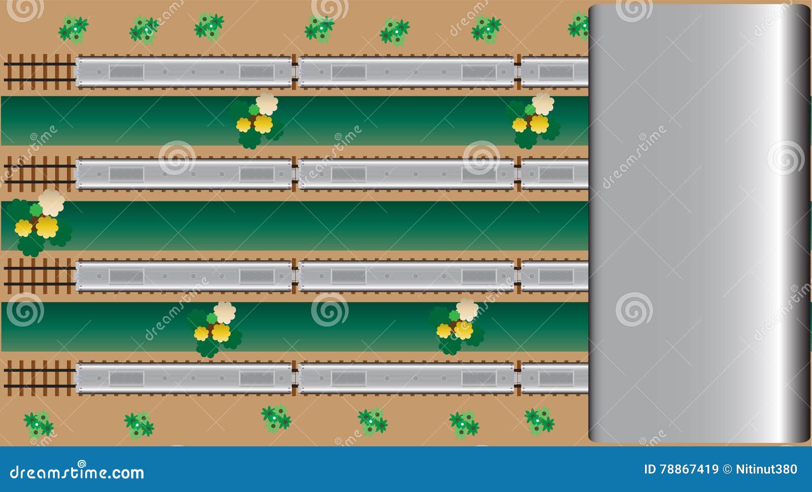 Top View of Diesel Railcar Train at Station Stock Vector - Illustration ...