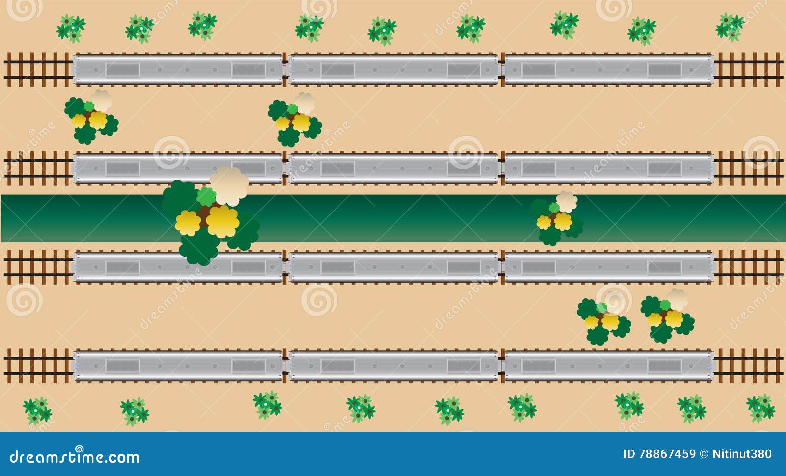 Top View of Diesel Railcar Train at Station Stock Illustration ...
